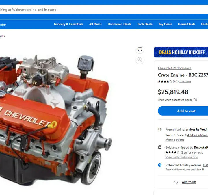 Walmart vende motor Chevrolet V8 big block no seu site dos EUA